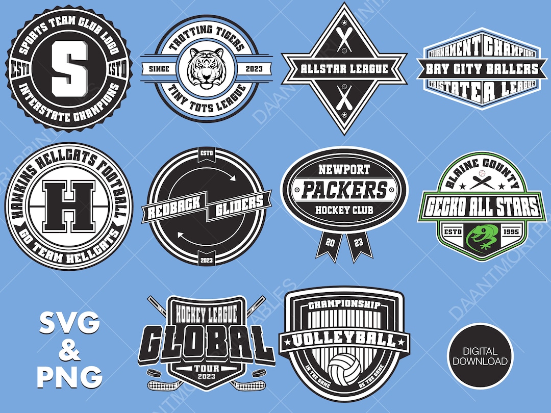 Sports Logo Badge Bundle: Editable Team Emblem Designs (digital ...