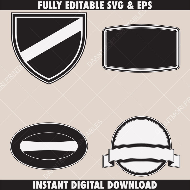 Blank Logo Templates Bundle: DIY Badge & Patch Designs (SVG, EPS ...