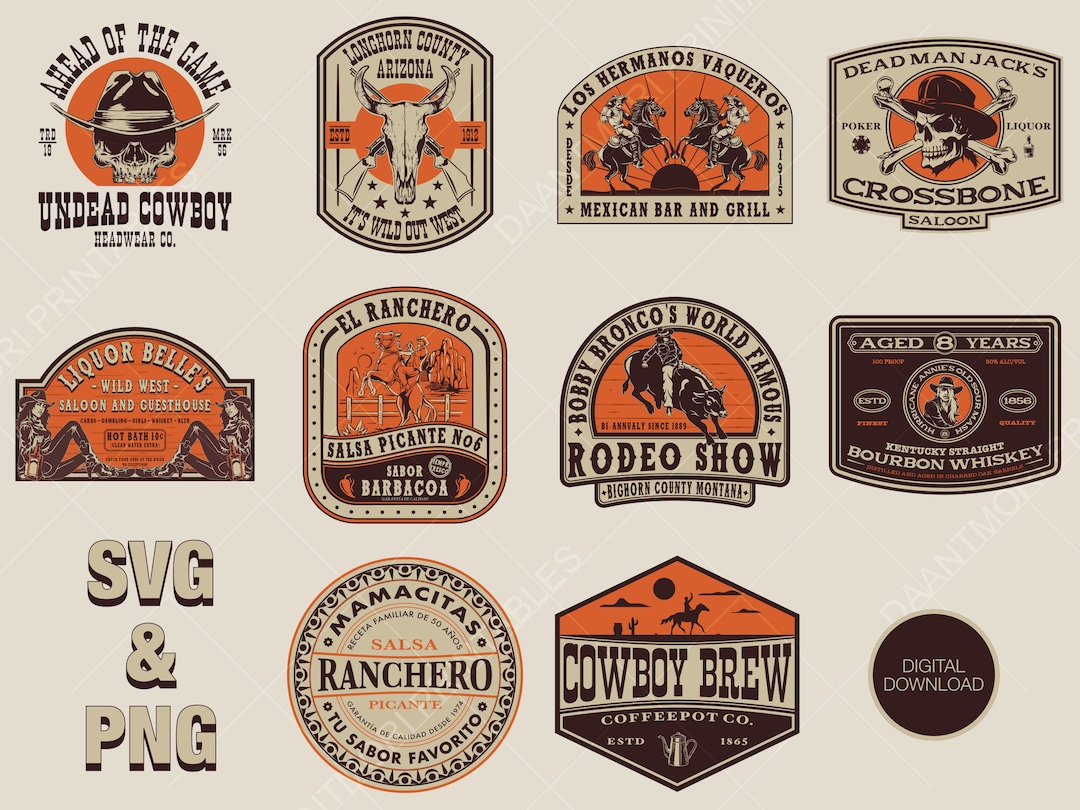 Wild West Logo Bundle: Cowboy & Cowgirl Emblems (digital Download - Etsy
