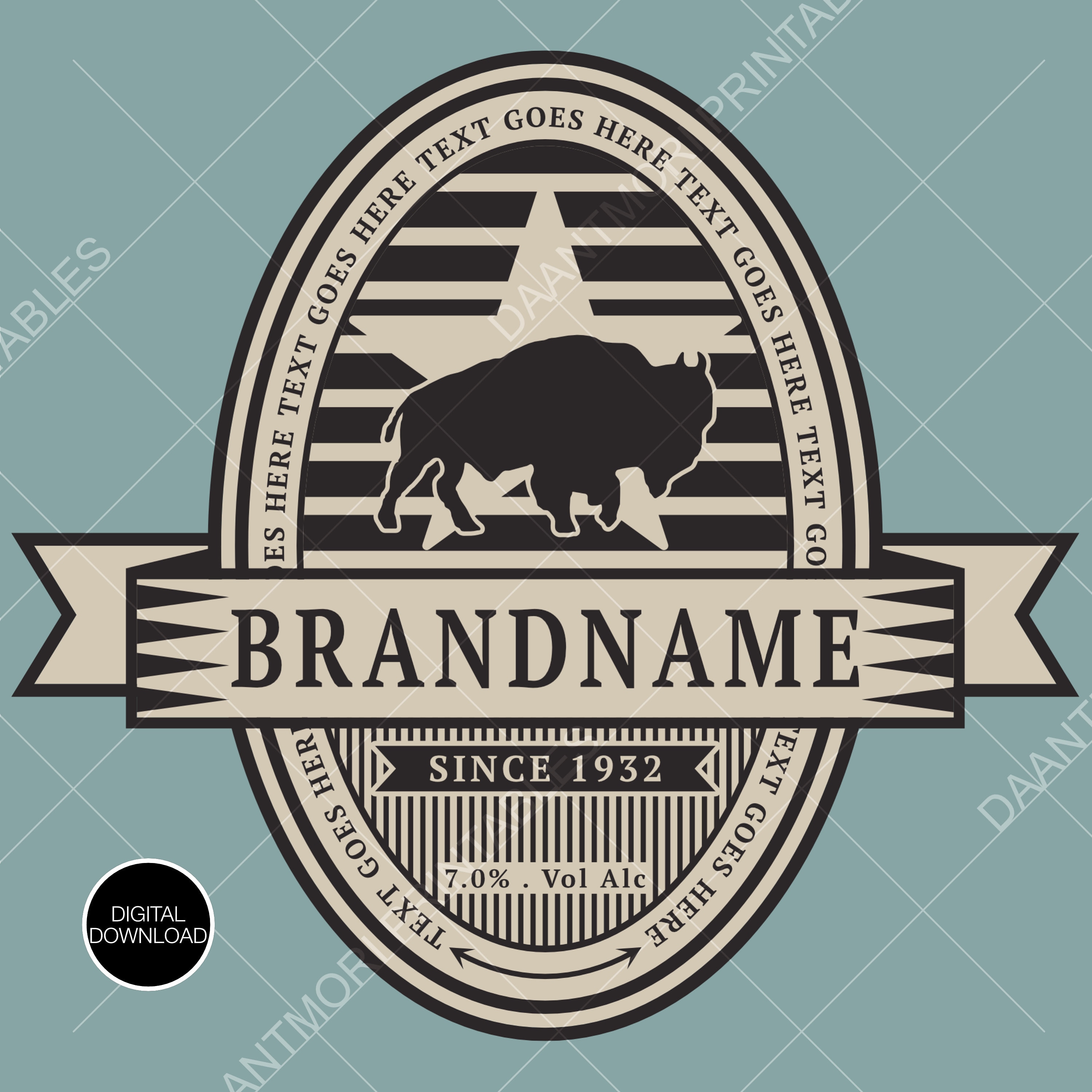 Editable Vintage Oval Logo Badge Bundle: DIY Emblem Designs (SVG, PNG ...