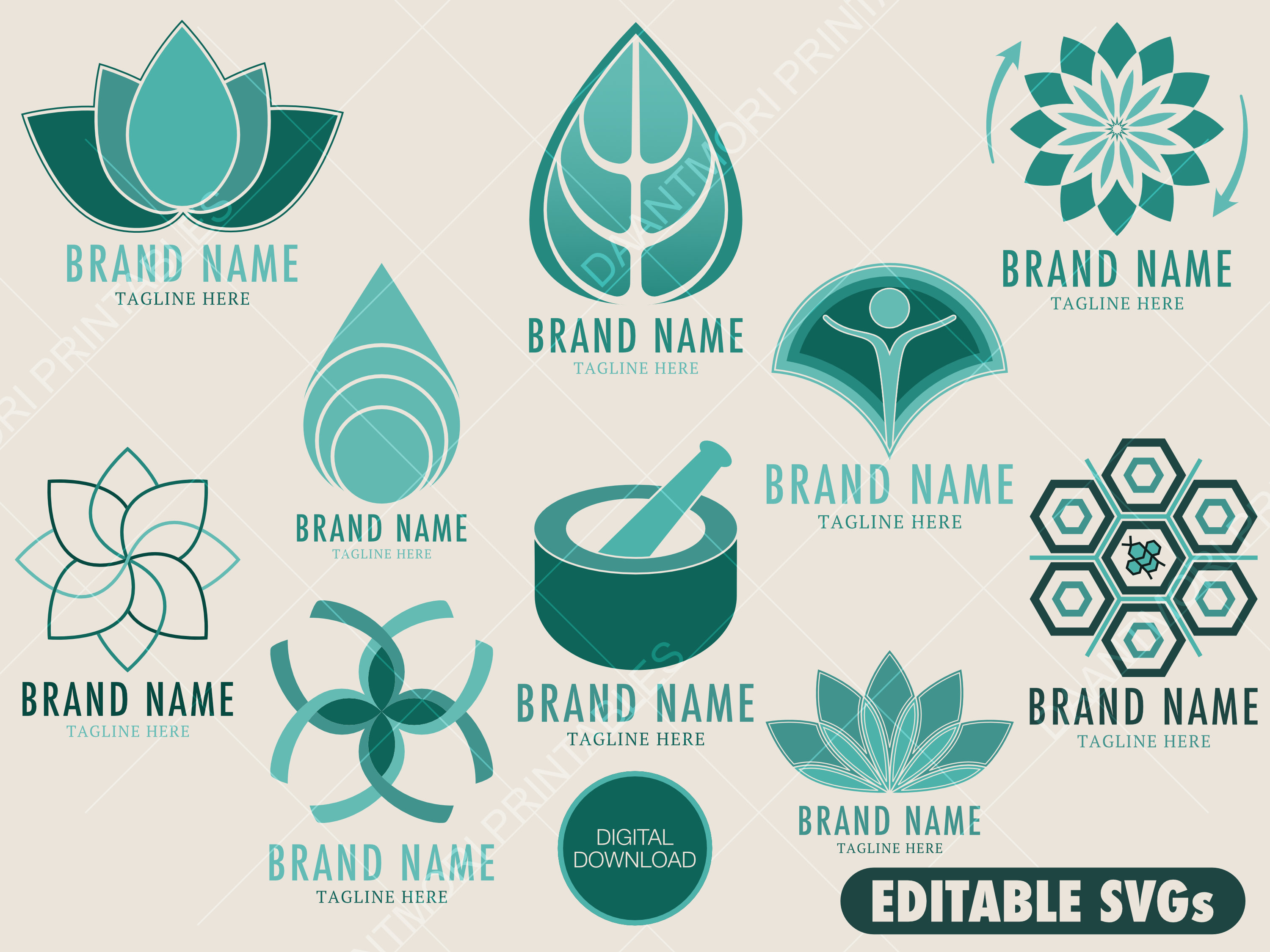 Nature Logo Set: Wellness & Spa Brand Design (digital Download) - Etsy
