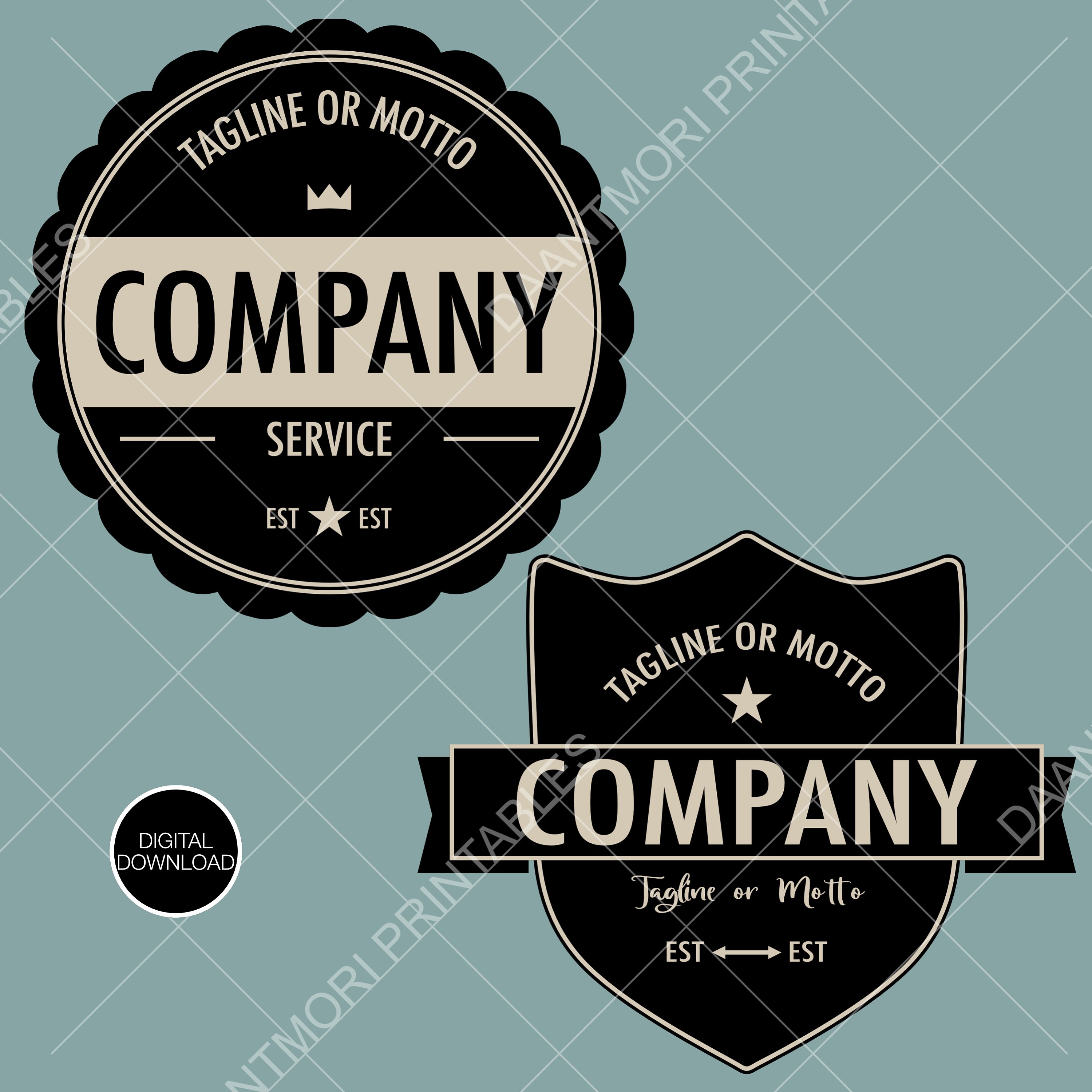 Vintage Shield Logo Bundle: Editable Badge Templates (digital Download ...