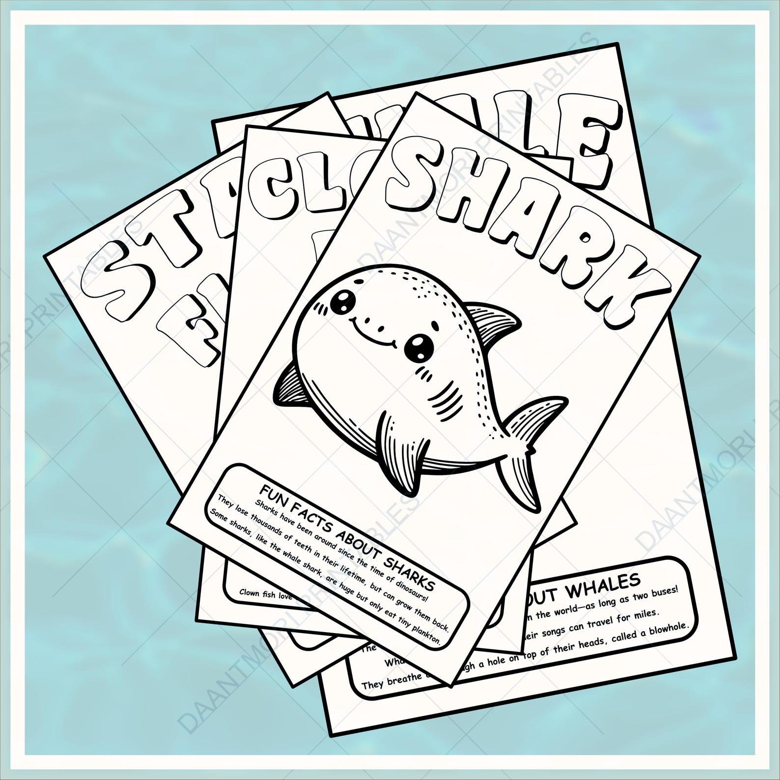 Sea Life Coloring Pages for Kids, Marine Creatures Facts (digital ...