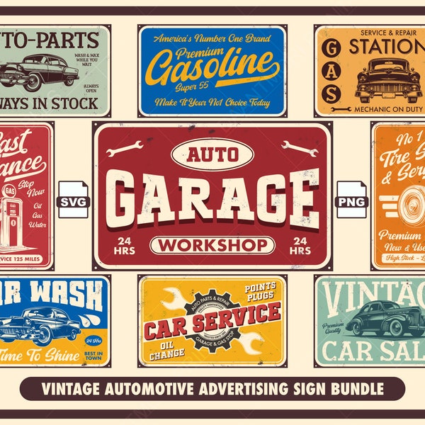 Vintage Tin Garage Signs - Etsy