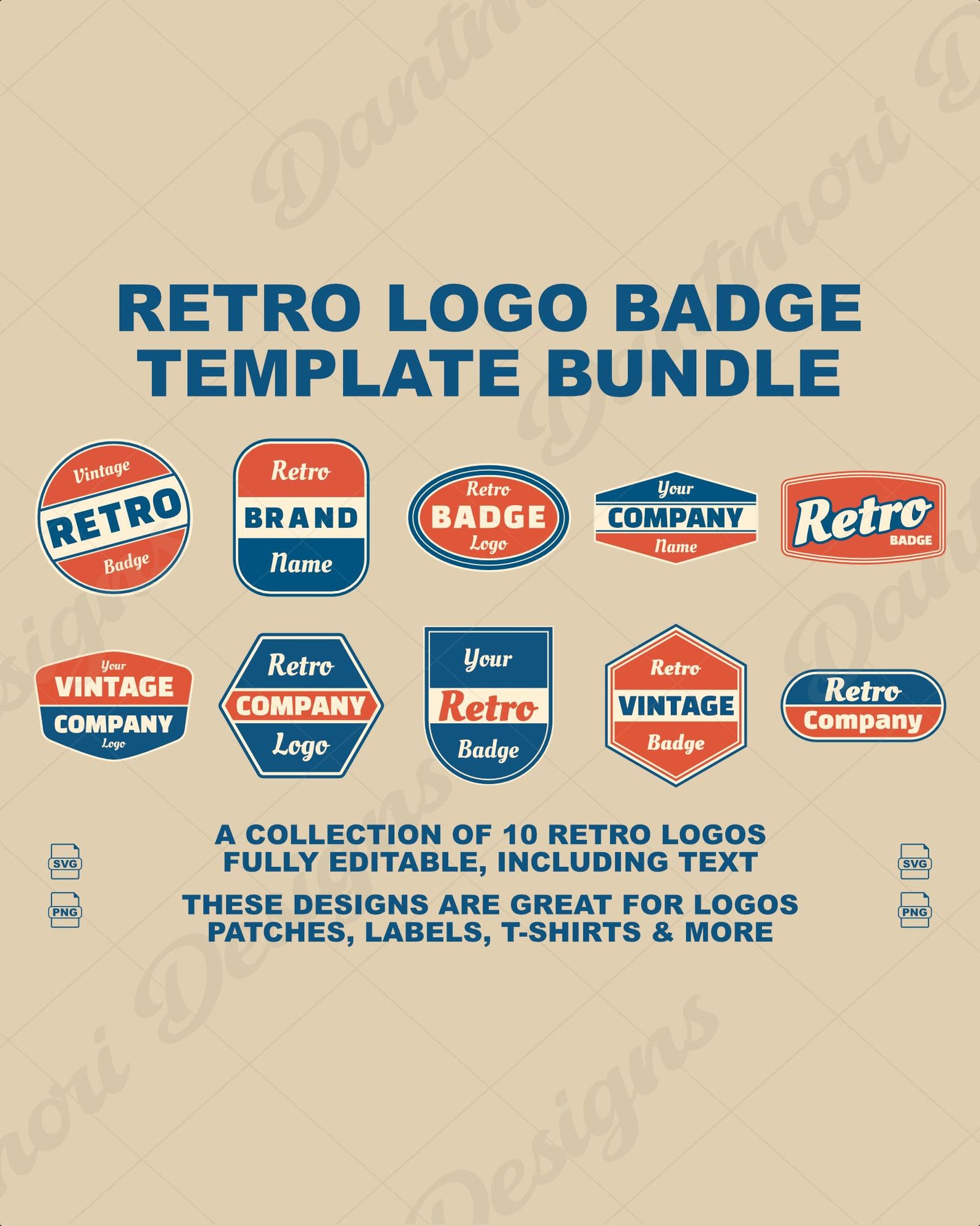 Retro Logo Badge Templates: Editable Vintage Company Logos (SVG, PNG ...