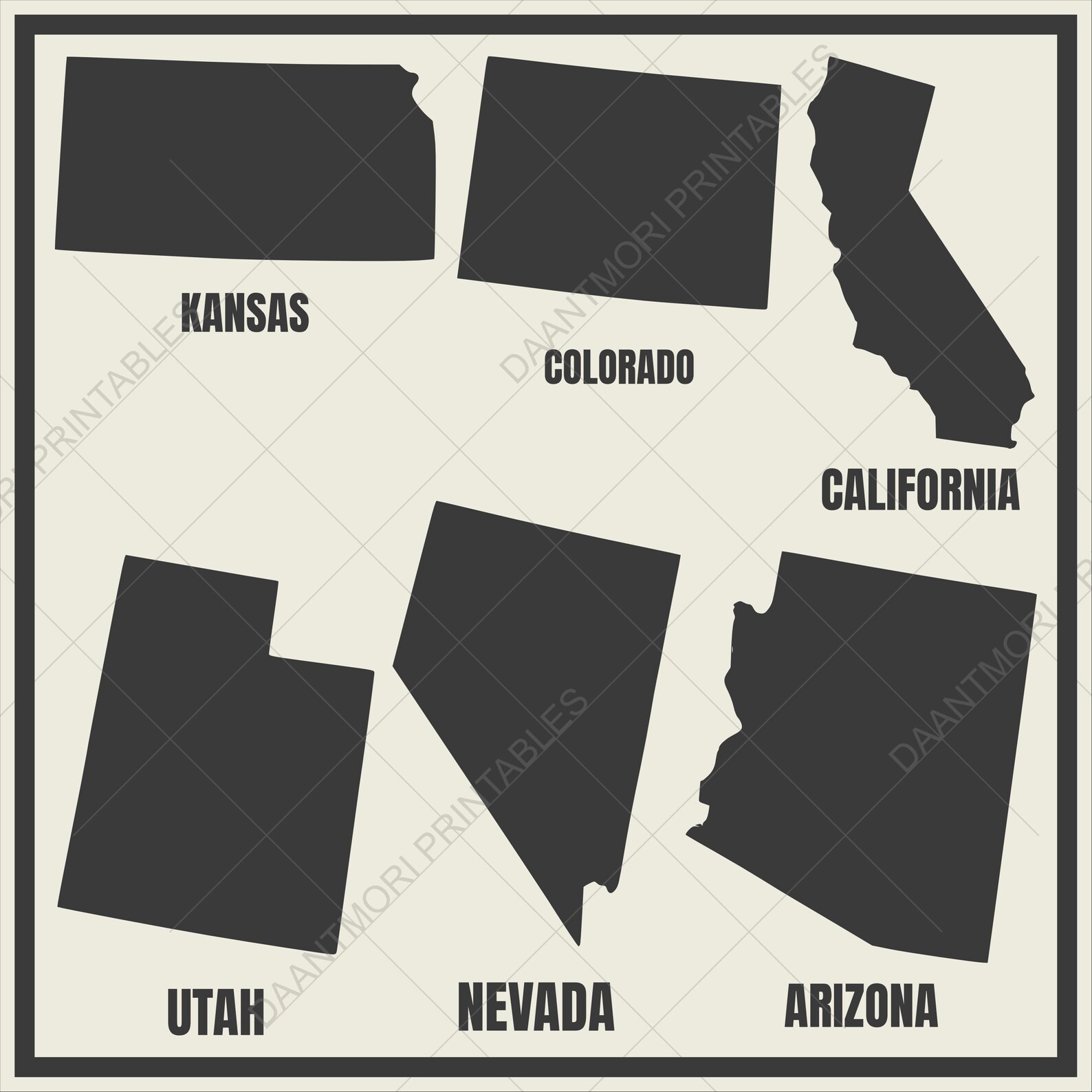 USA States Map SVG: US Map Clipart, American State Silhouettes (digital ...