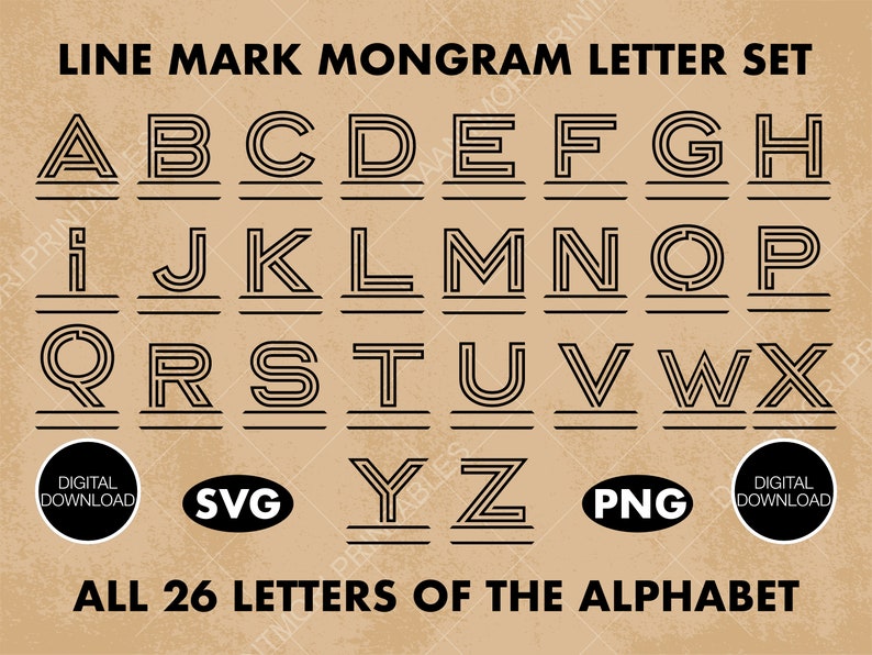 Linemark Monogram Letter Set, SVG Monogram Font Bundle, Logo Mark ...