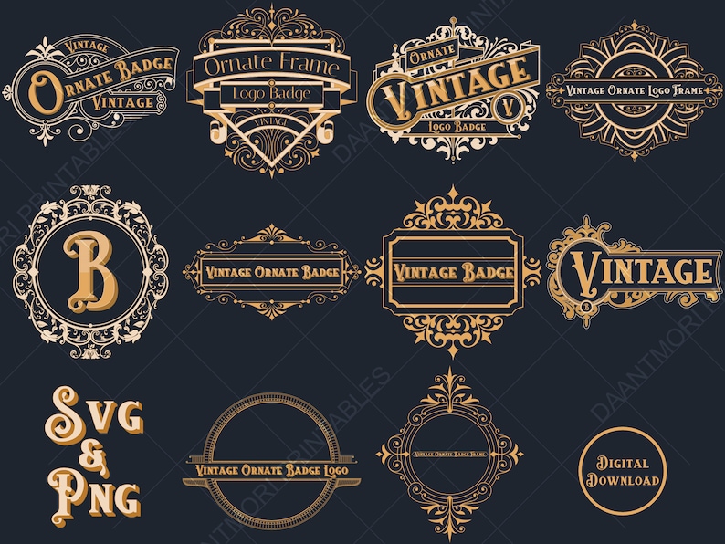 Vintage Ornate Logo Design, Decorative Victorian Logo Frame, 19th ...