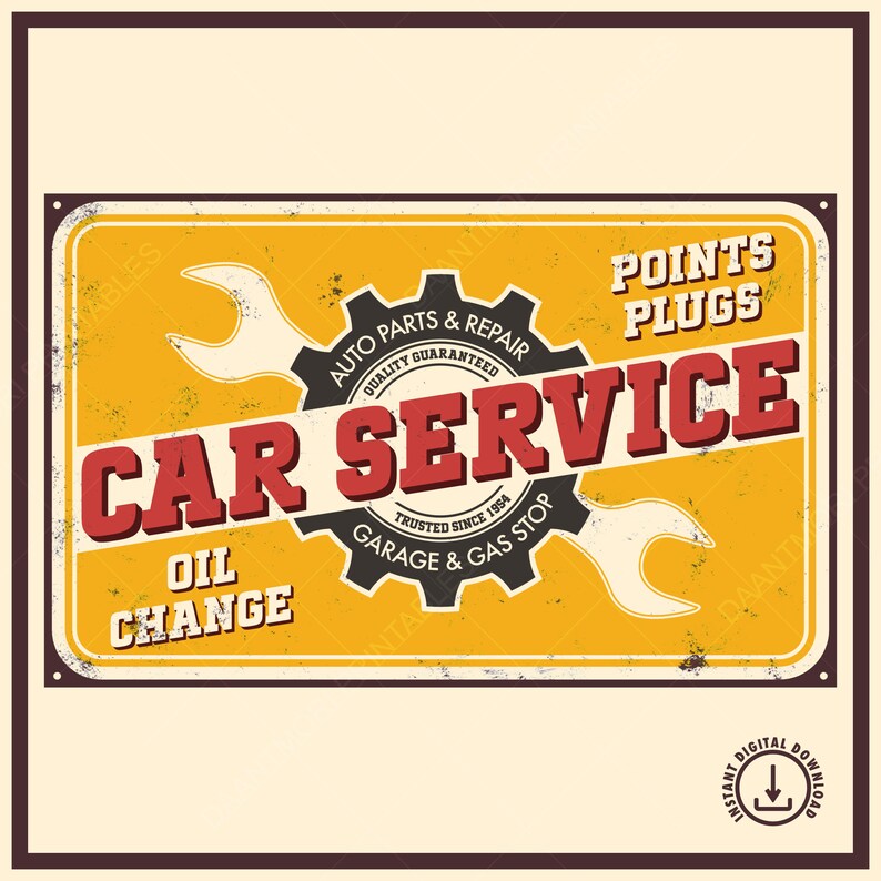 Vintage Garage Signs: Retro Automotive Advertising Art (PNG, SVG) - Etsy