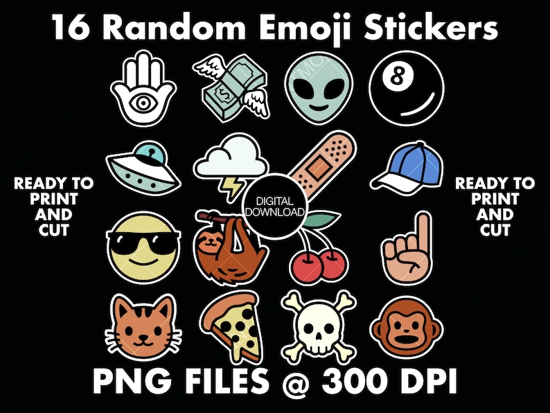 Emoji Sticker Bundle PNG, Emoji Sticker Pack Collection, Cute Icon ...