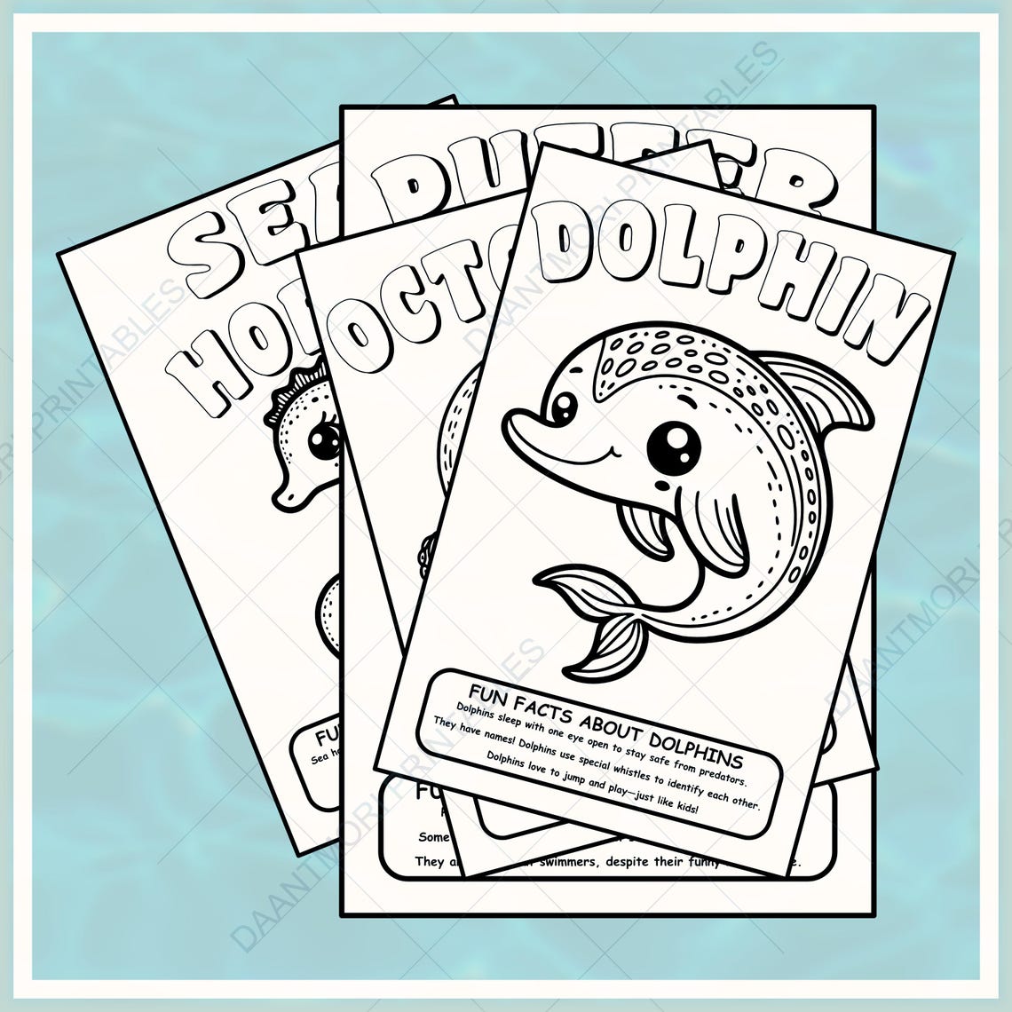 Sea Life Coloring Pages for Kids, Marine Creatures Facts (digital ...