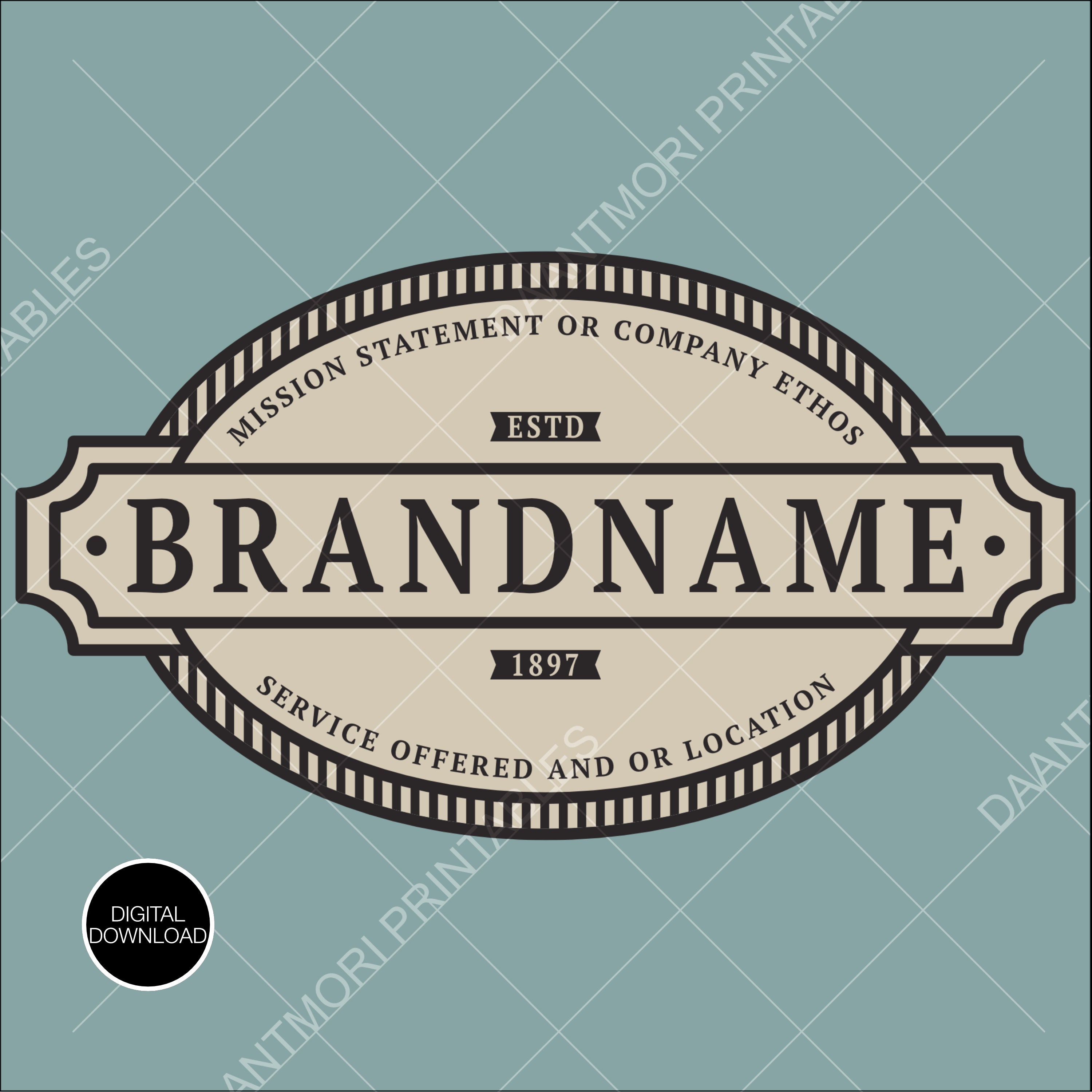 Editable Vintage Oval Logo Badge Bundle: DIY Emblem Designs (SVG, PNG ...