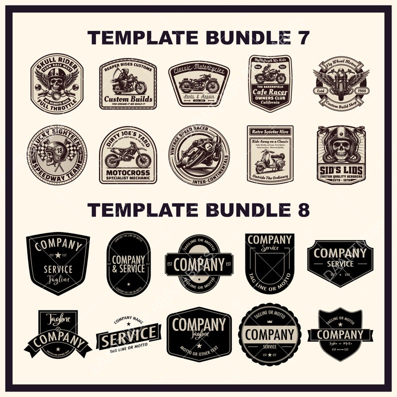 Vintage Logo Badge Mega Bundle, Editable Logo Badge Template Bundle ...