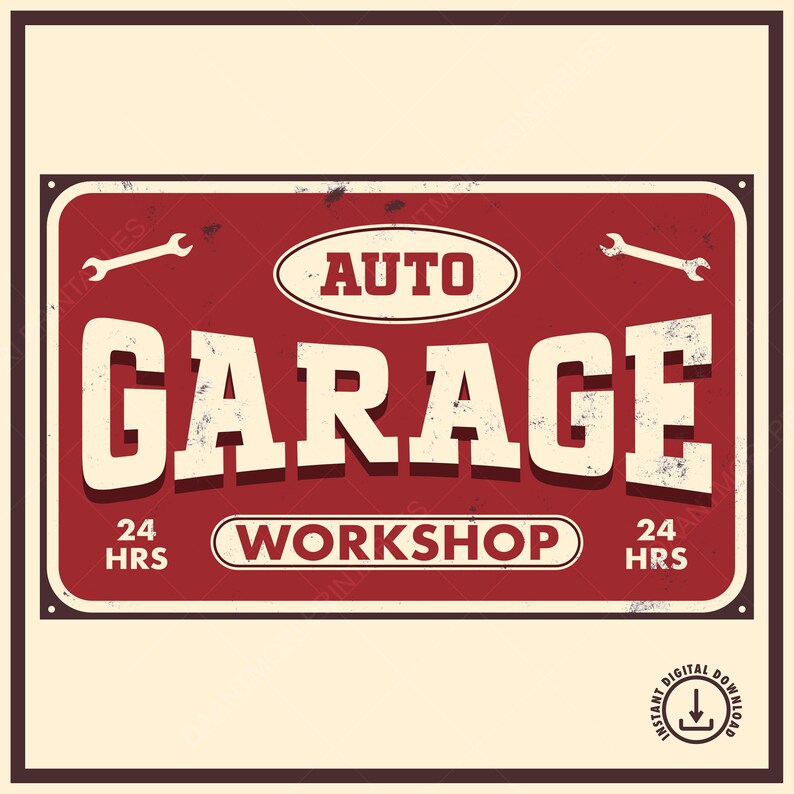 Vintage Garage Signs: Retro Automotive Advertising Art (PNG, SVG) - Etsy