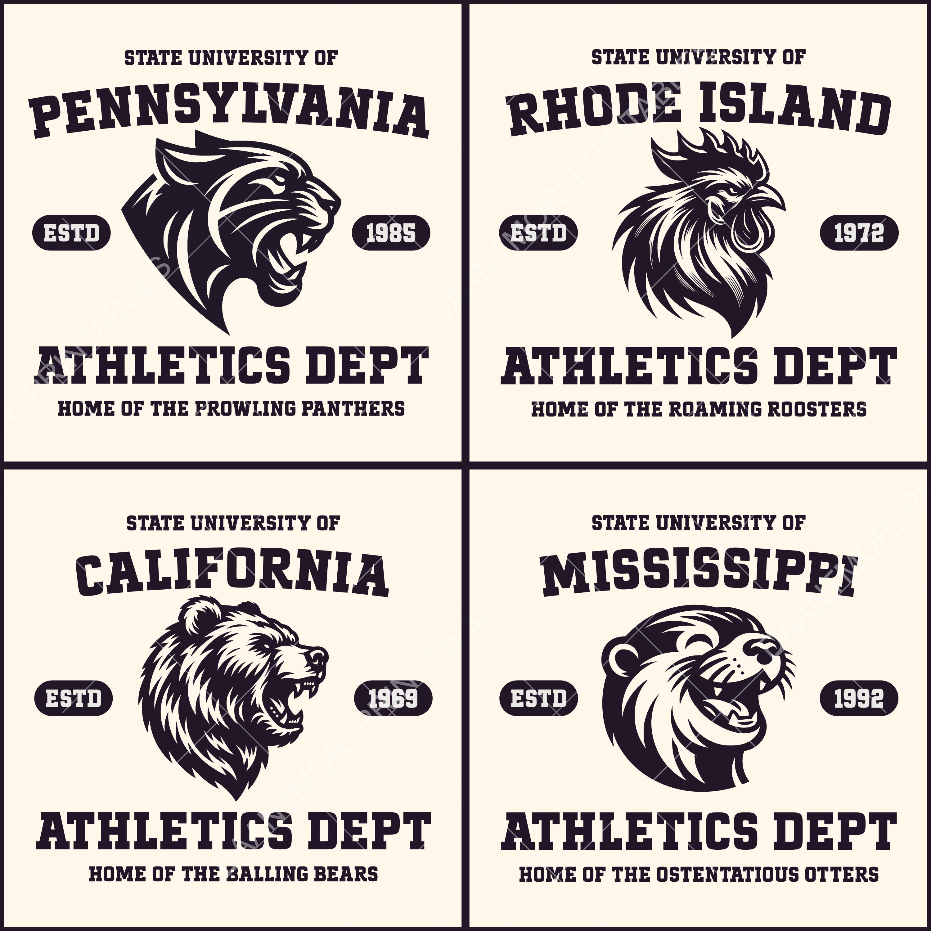 Vintage Varsity T-shirt Bundle, University Design Bundle, College Team ...