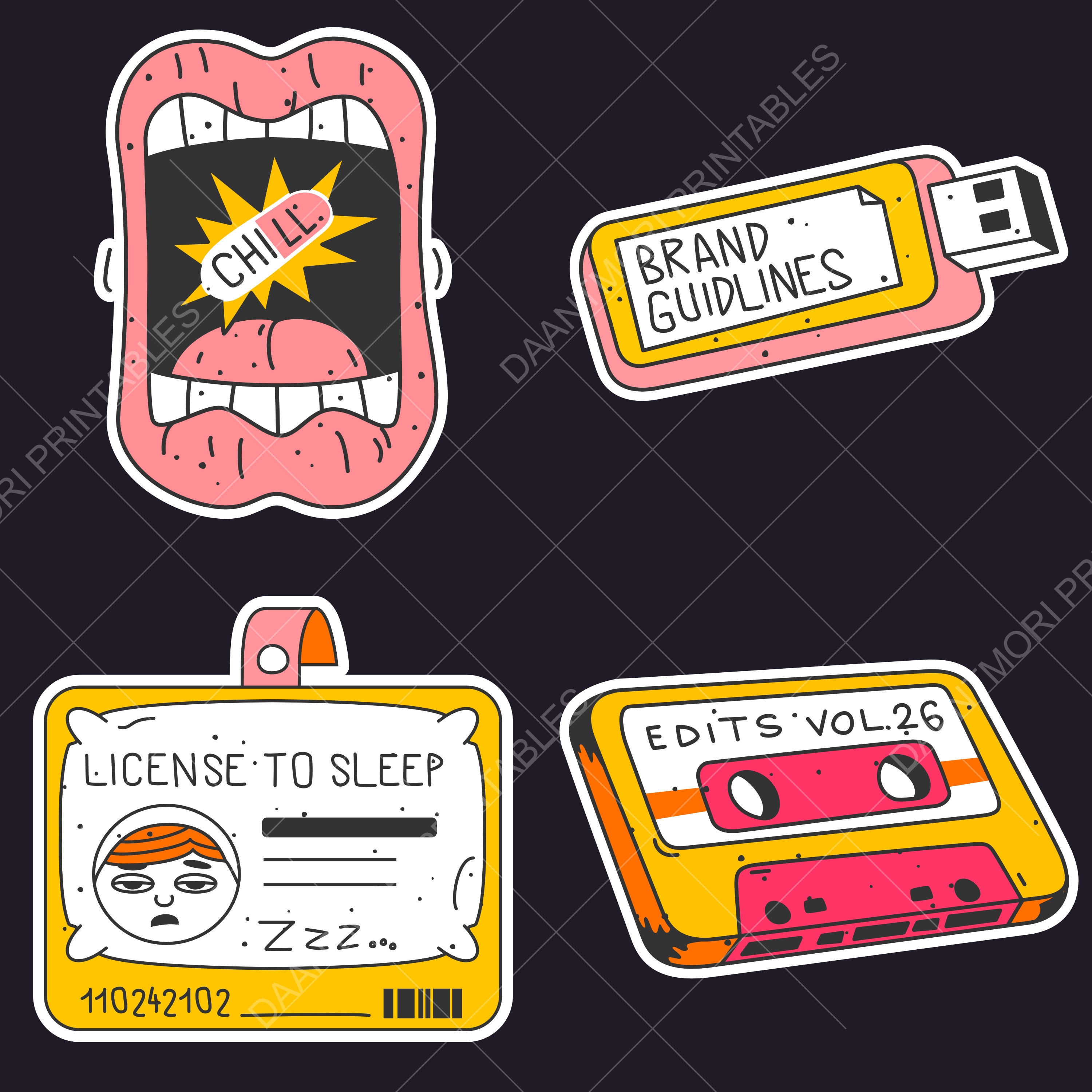 Cartoon PNG Sticker Bundle, Social Cartoon Doodle Stickers, Humorous ...