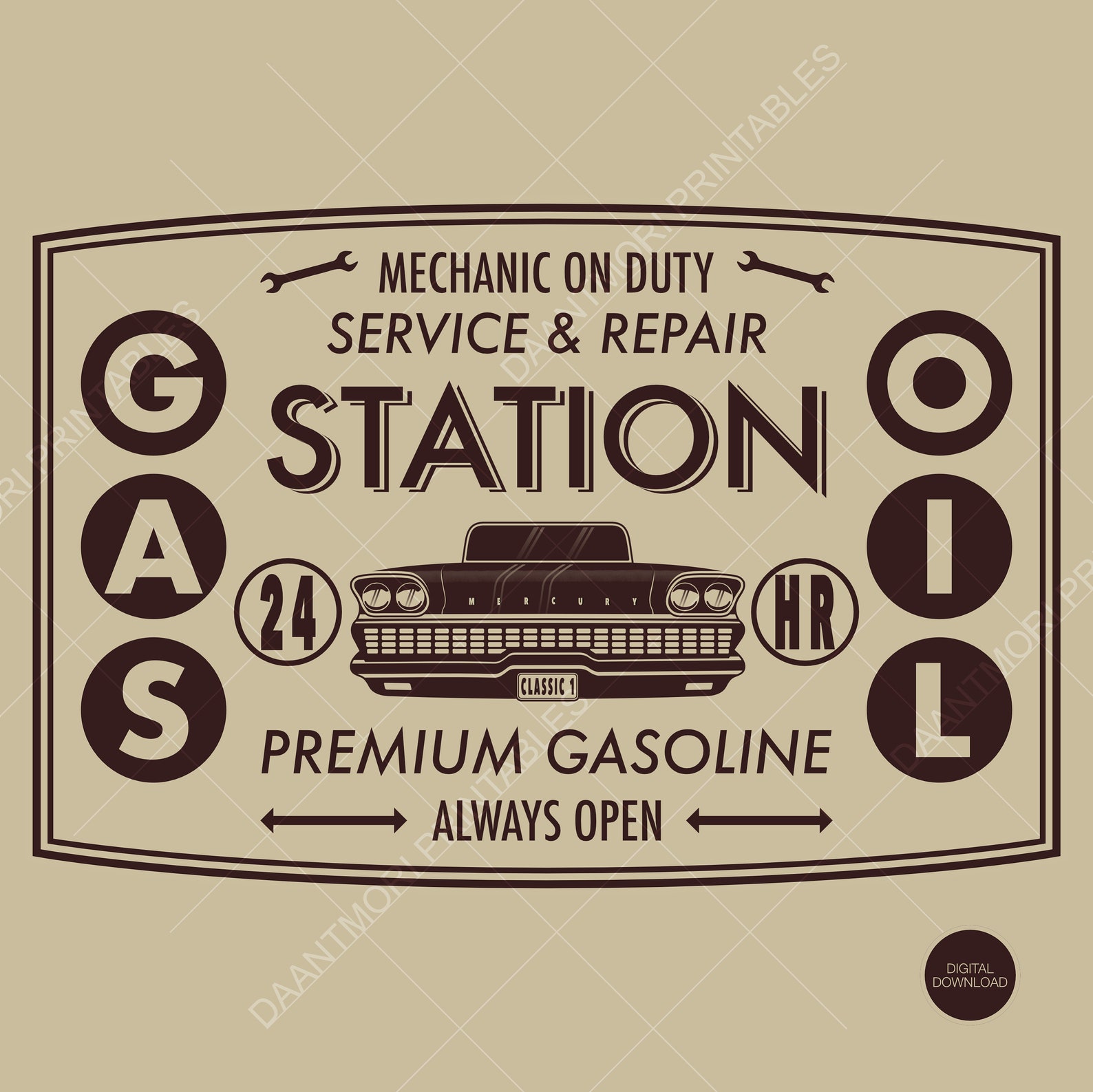 Retro Garage Logo Bundle: 50s Style Designs (digital Download SVG/PNG ...