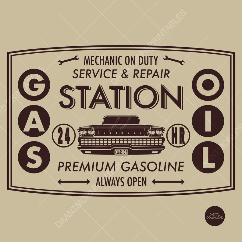 Retro Garage Logo Bundle: 50s Style Designs (digital Download SVG/PNG ...
