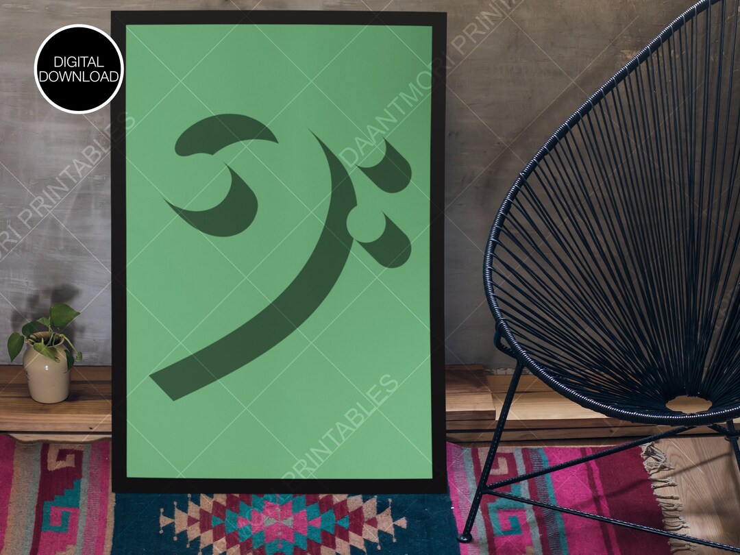 Bass Clef Printable Wall Art, Abstract Bass Clef Poster, 3D Bass Clef ...