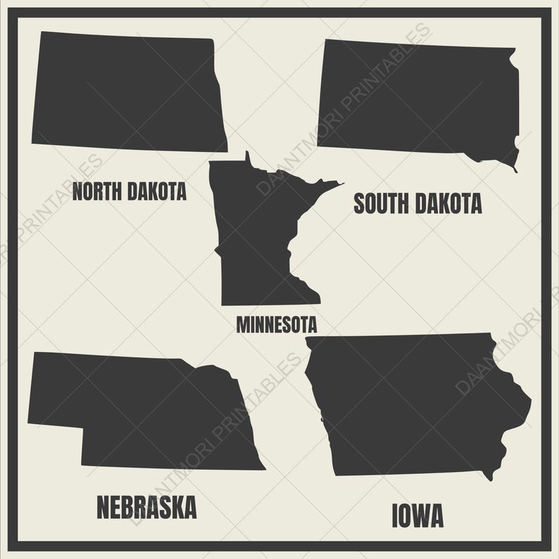 USA States Map SVG: US Map Clipart, American State Silhouettes (digital ...