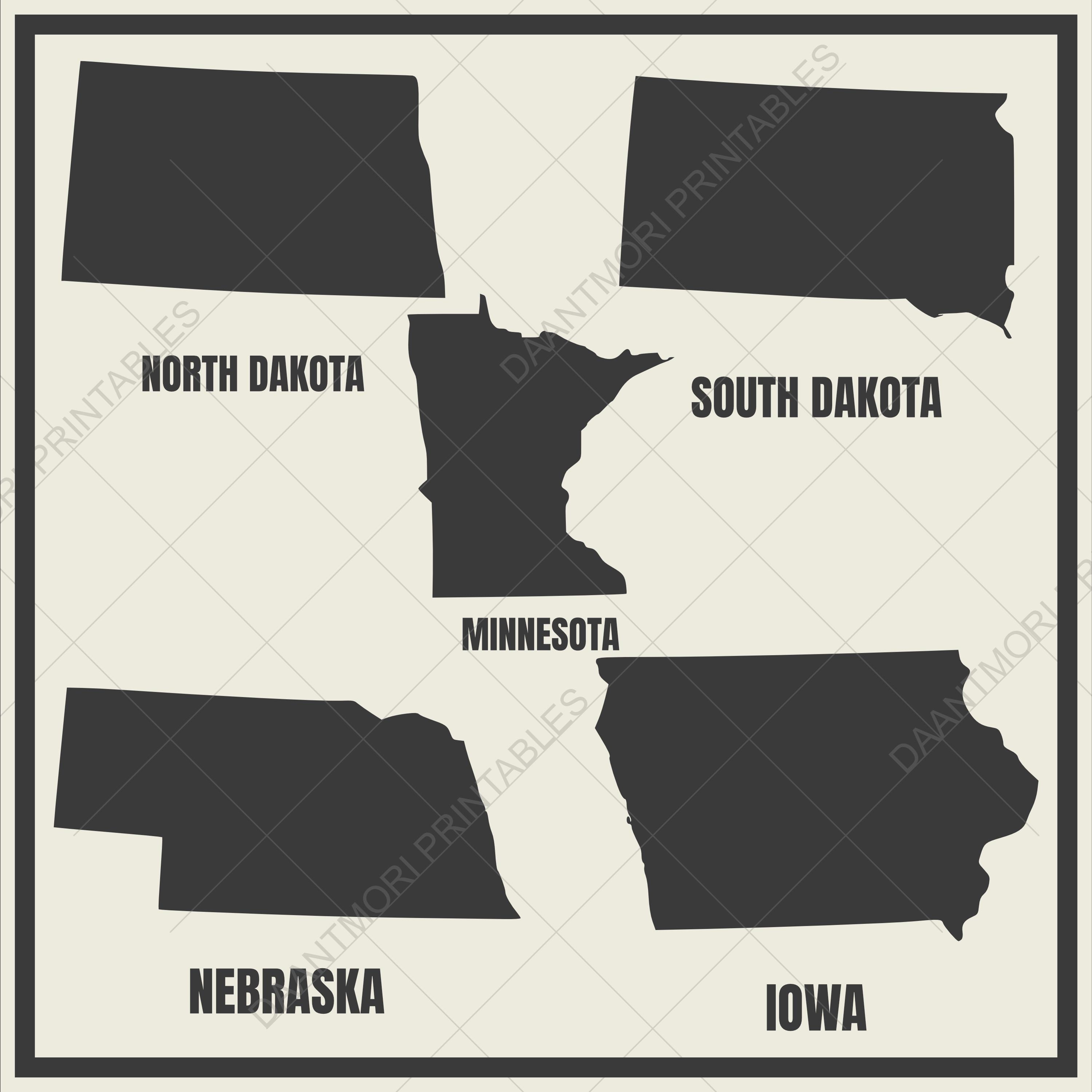 USA States Map SVG: US Map Clipart, American State Silhouettes (digital ...