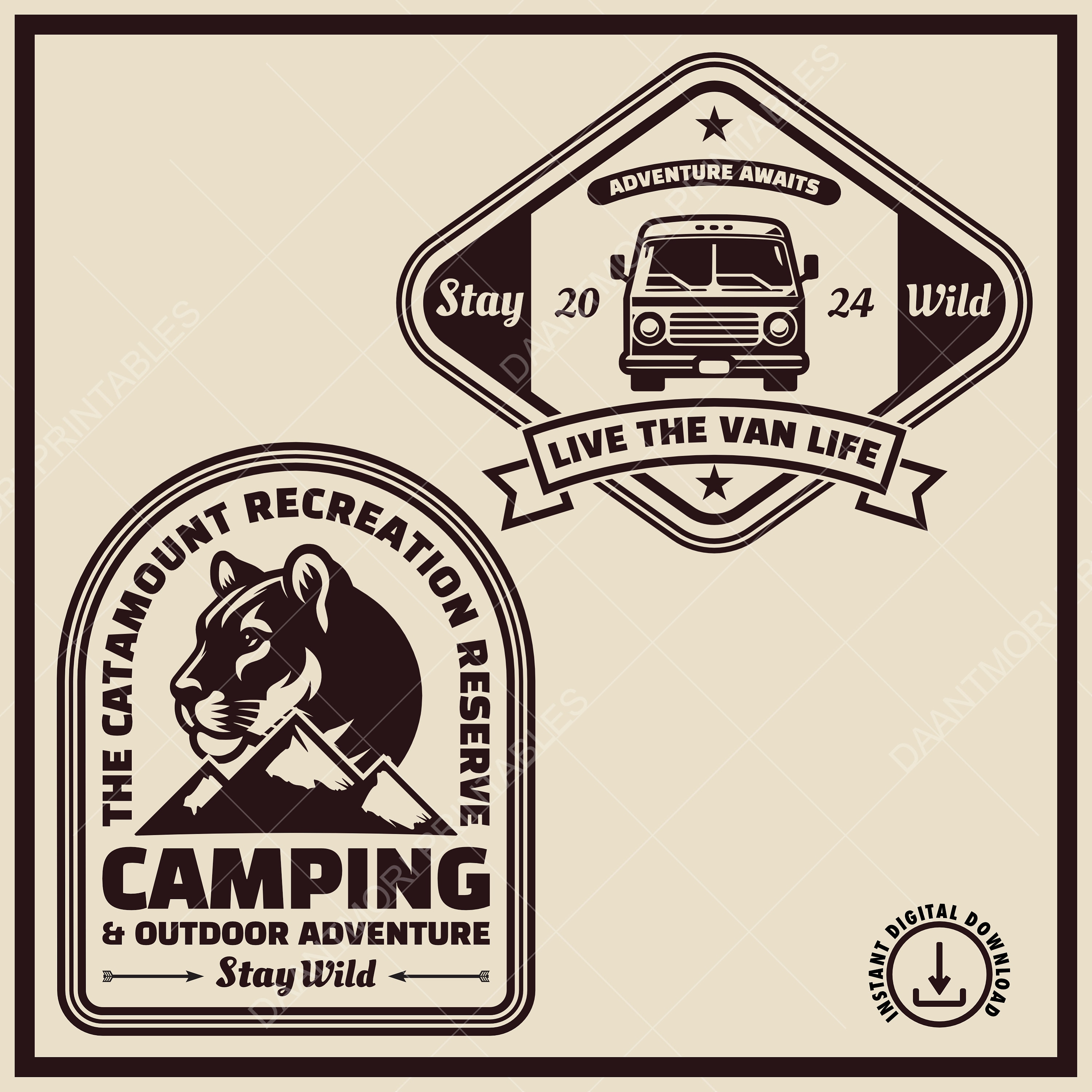 Retro Camping Logo Bundle: Vintage Outdoor Adventure Badges (SVG, PNG ...