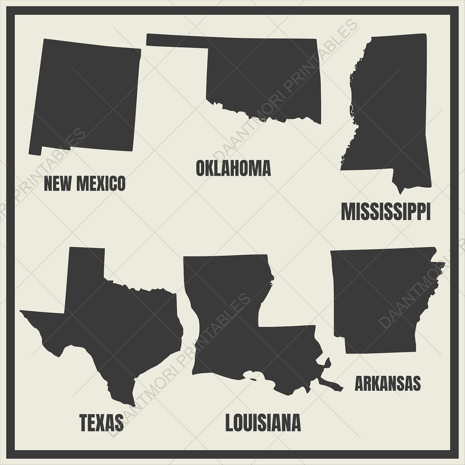 USA States Map SVG: US Map Clipart, American State Silhouettes (digital ...