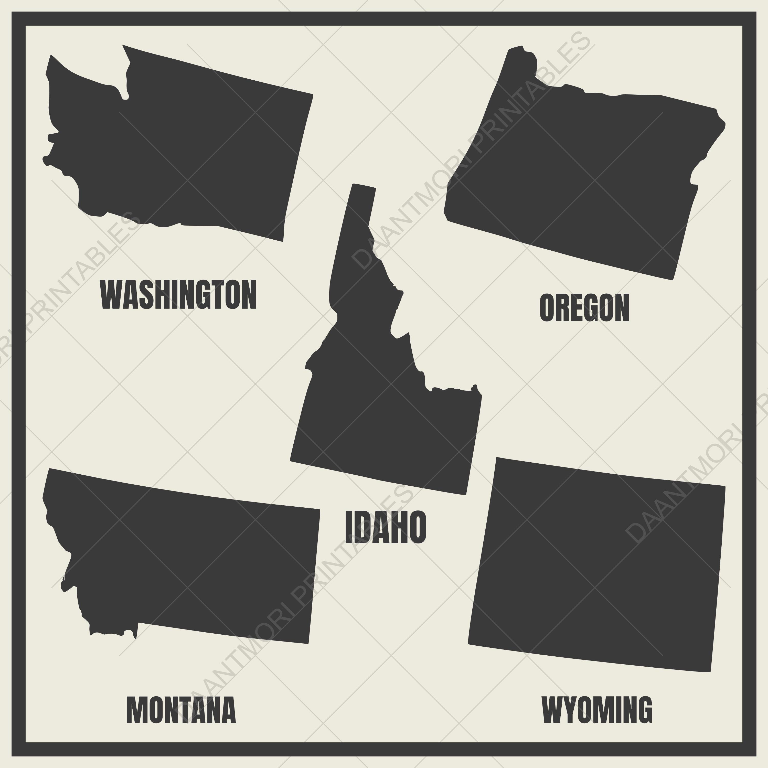 USA States Map SVG: US Map Clipart, American State Silhouettes (digital ...