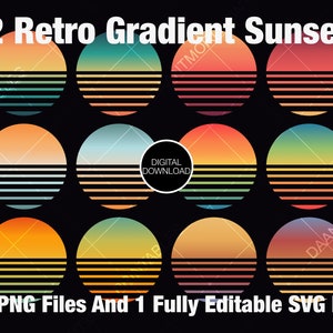 Retro Sunset Bundle, T-shirt Graphics, Retro-sunset Sublimation Files ...