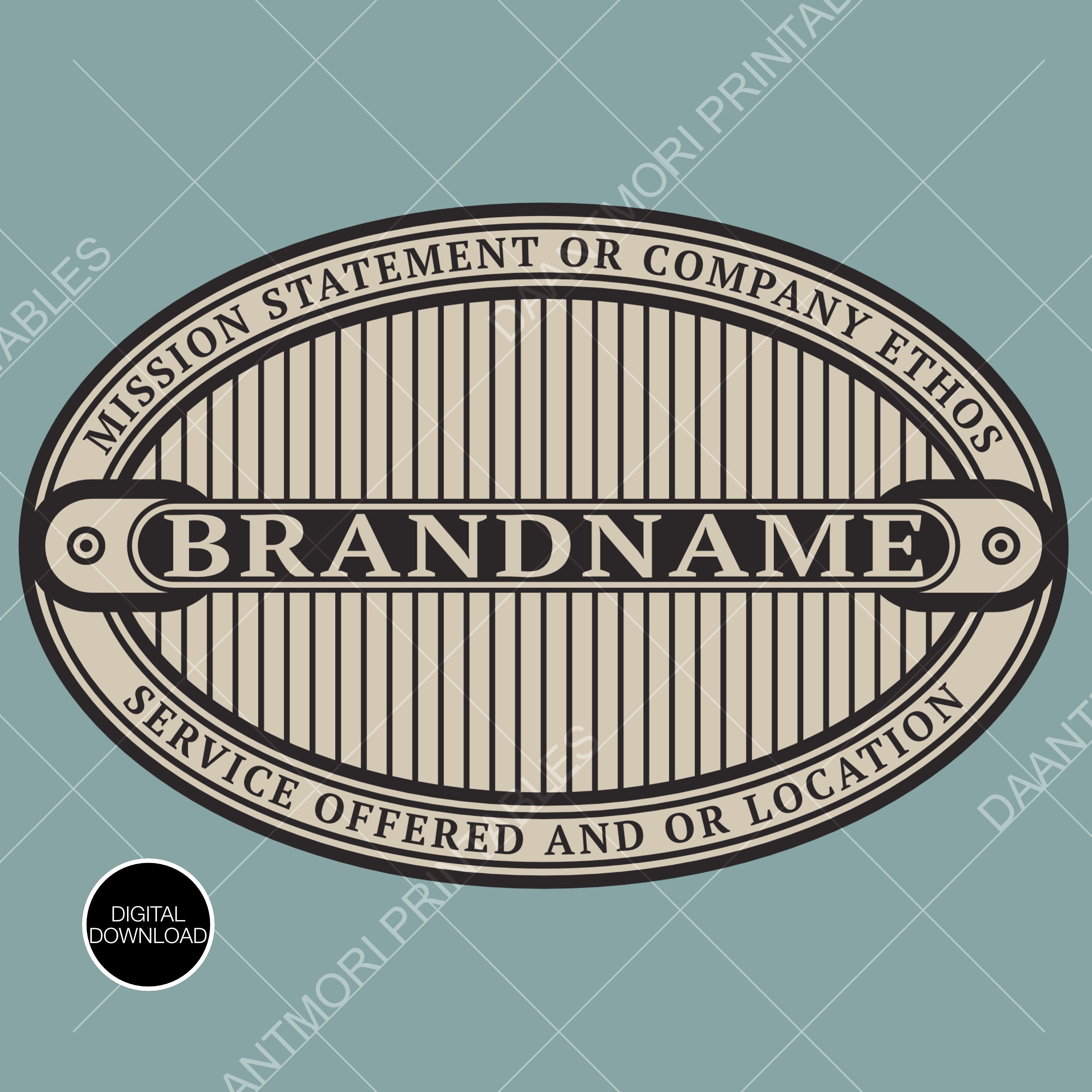 Editable Vintage Oval Logo Badge Bundle: DIY Emblem Designs (SVG, PNG ...