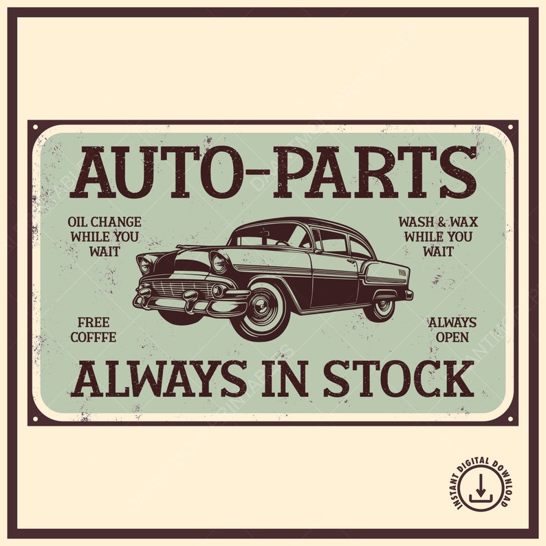 Vintage Garage Signs: Retro Automotive Advertising Art (PNG, SVG) - Etsy
