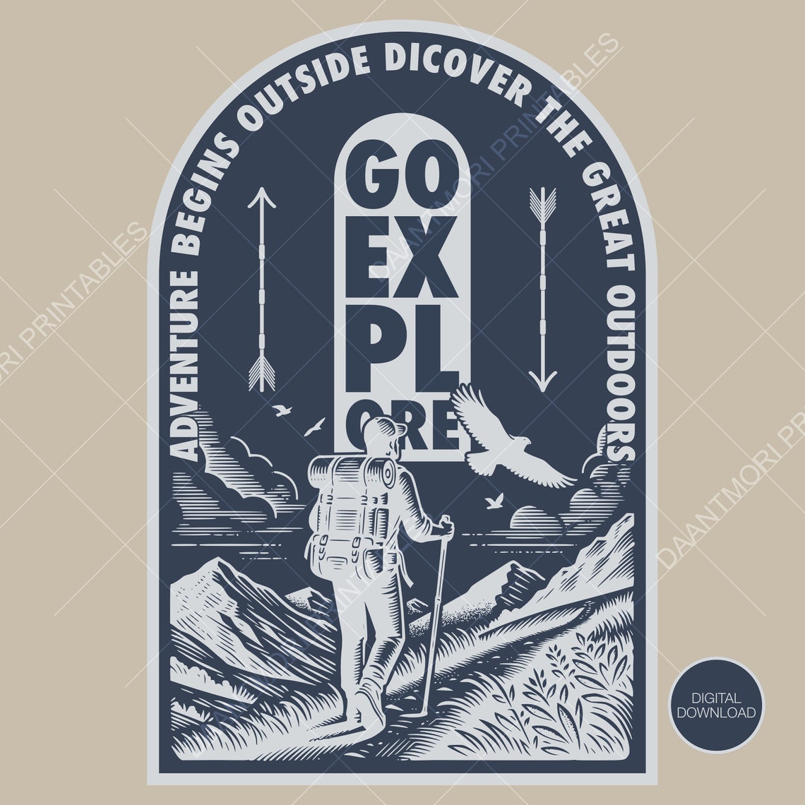 Outdoor Adventure Logo Templates, Hiking Badge Design Bundle, Camping ...