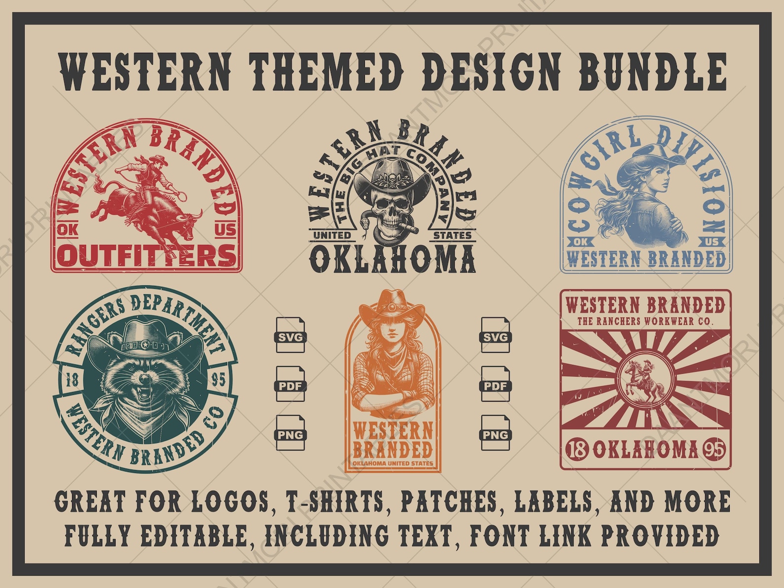 Western Design Bundle, Wild West Logo, Cowgirl Logo, Old West Cowboy ...