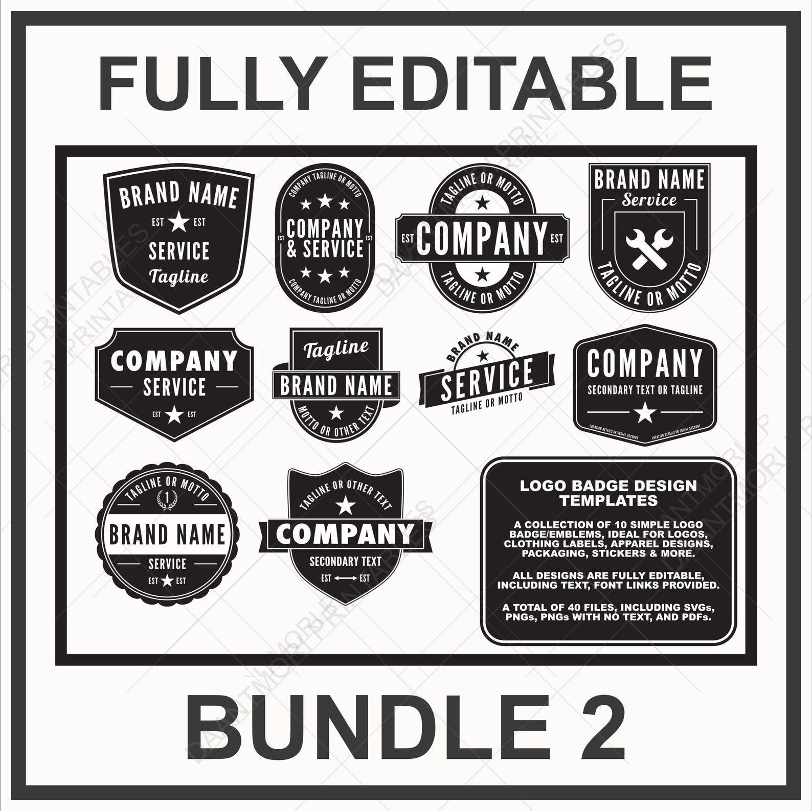 Vintage Logo Badge Mega Bundle: Editable Emblem Templates (digital ...
