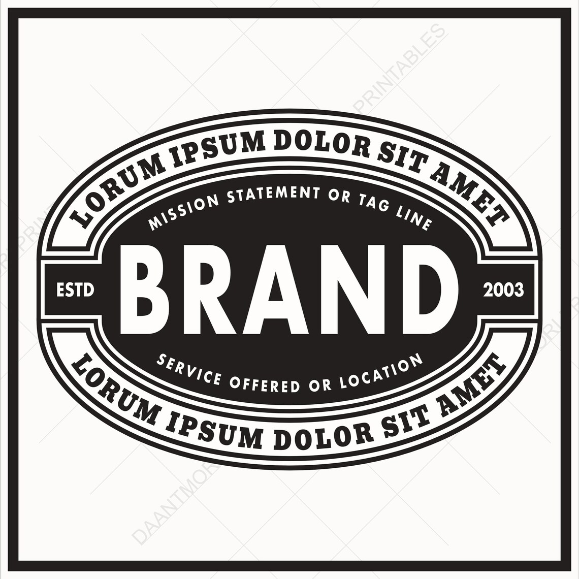 Vintage Oval Logo Badge Bundle: Editable Emblem Designs (digital ...