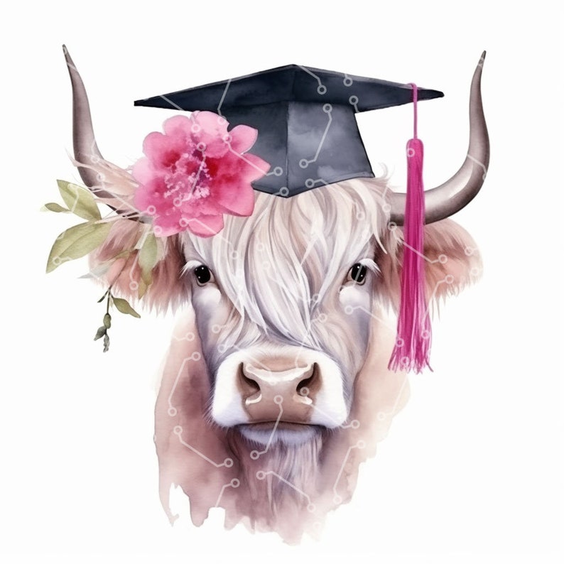 Cow or West Highland Cow in GRADUATION Hat - Graduation Clipart, Grad ...