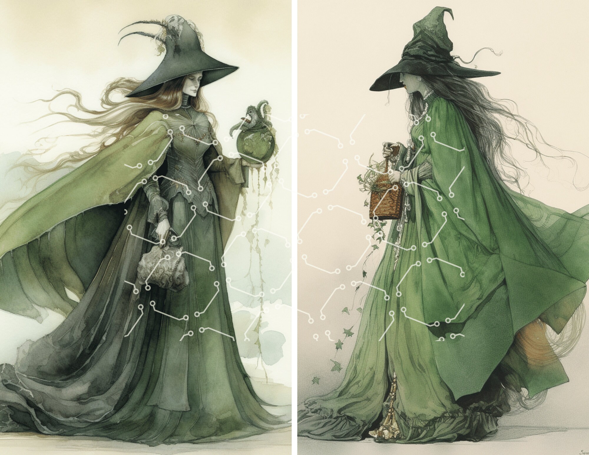 10 Witches - Add on Kit to Green Witch Ephemera, Junkjournal Ephemera ...