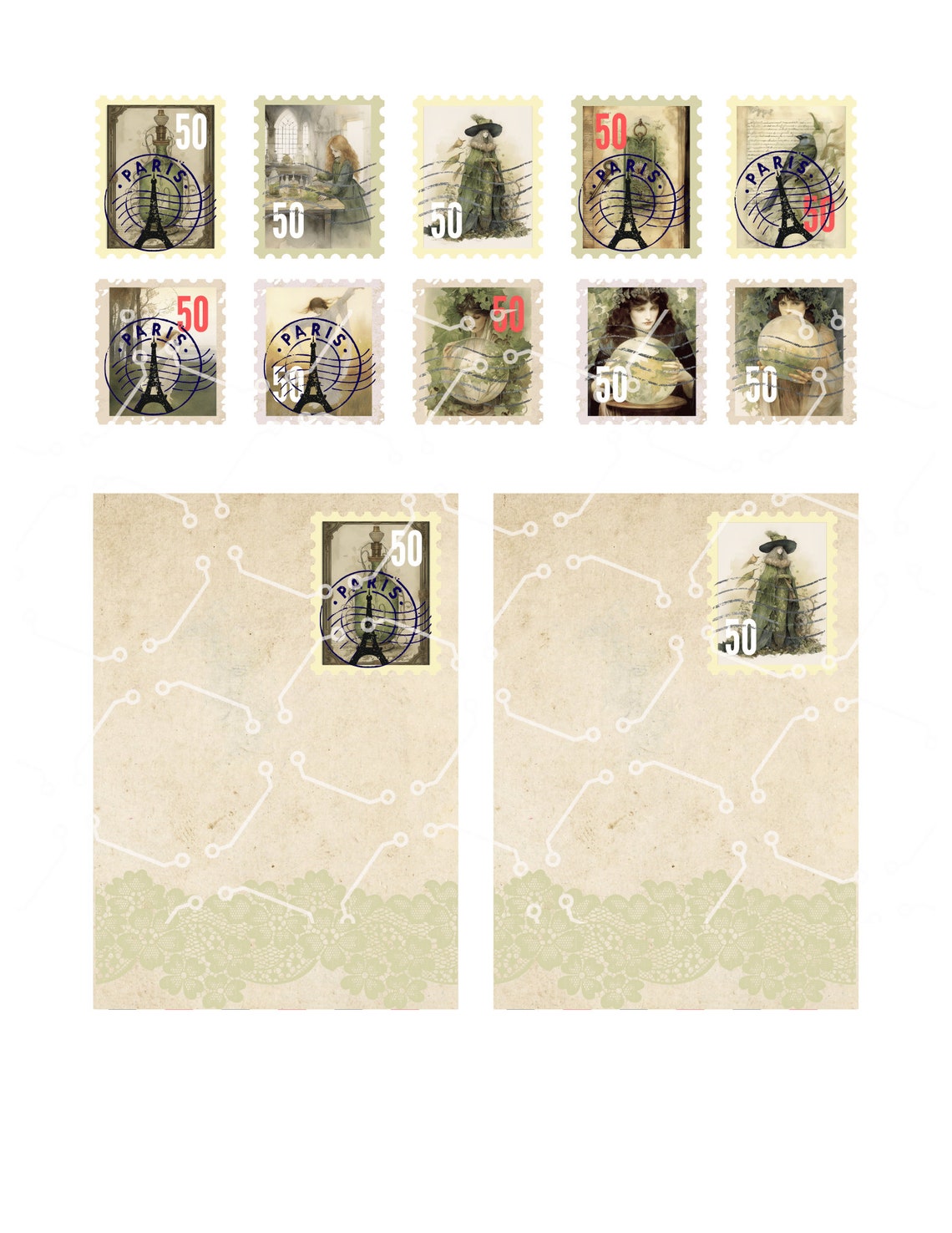 25 Ephemera Envelopes 10 Ephemera Postal Stamps 18 - Etsy