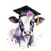 Cow or West Highland Cow in GRADUATION Hat - Graduation Clipart, Grad ...