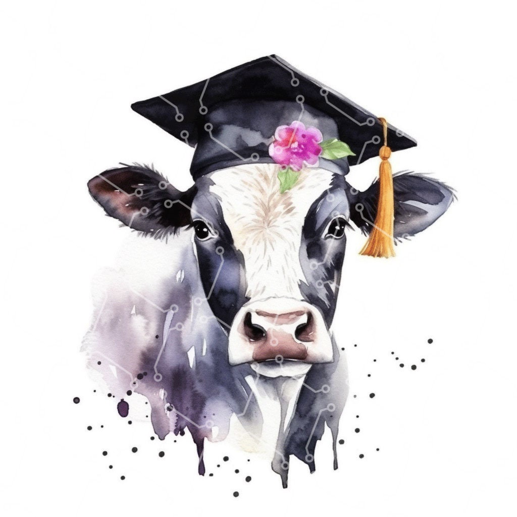 Cow or West Highland Cow in GRADUATION Hat - Graduation Clipart, Grad ...