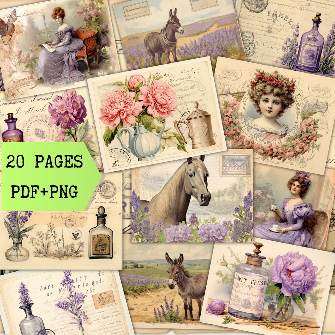 Vintage Postcards With Provence and Lavender Theme - Add on Kit to ...