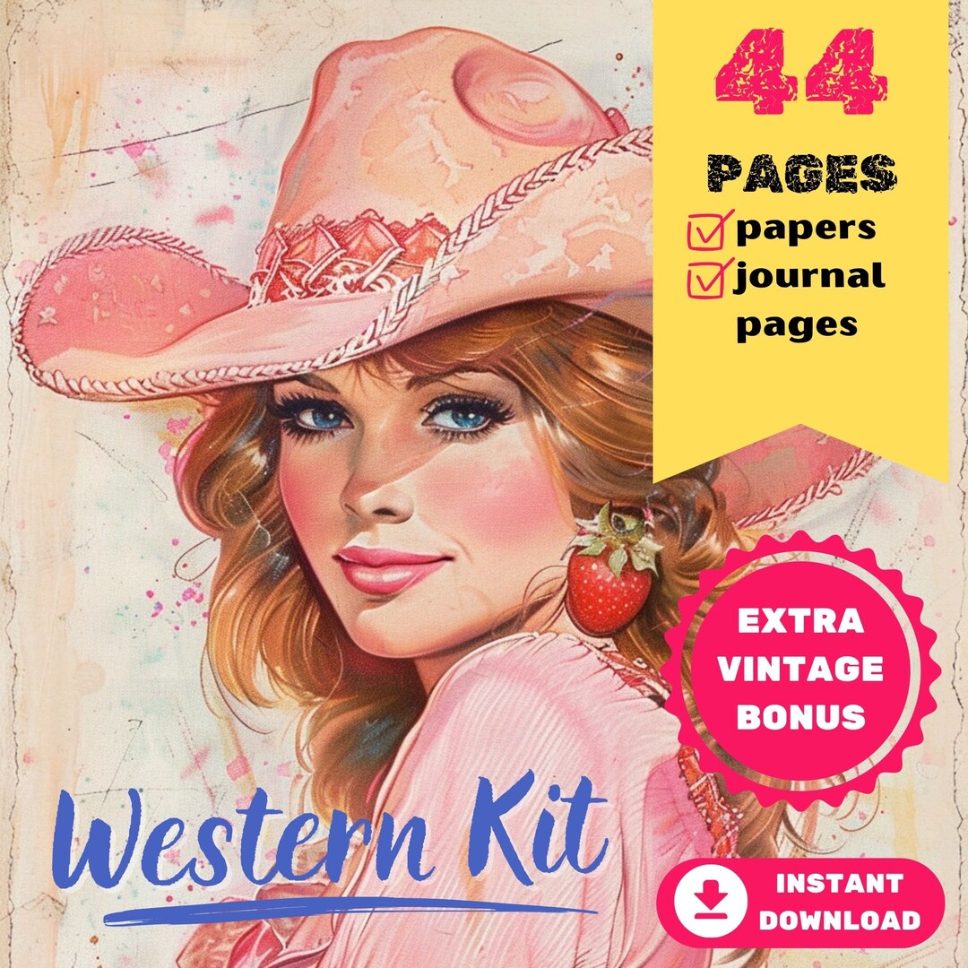 44 WESTERN COWGIRL Papers for Junk Journals - Western Printable, the ...