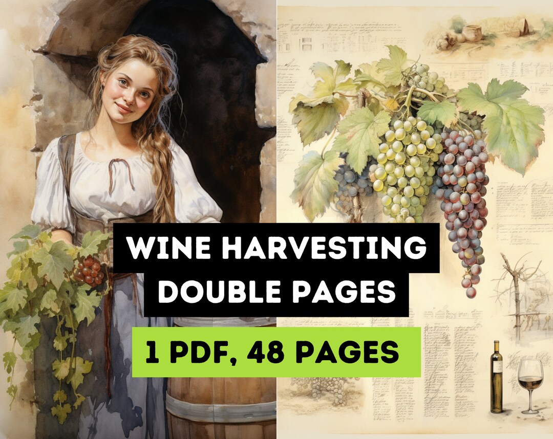 Wine Harvesting Junk Journal Book Pages, Junk Journal Book Printable ...