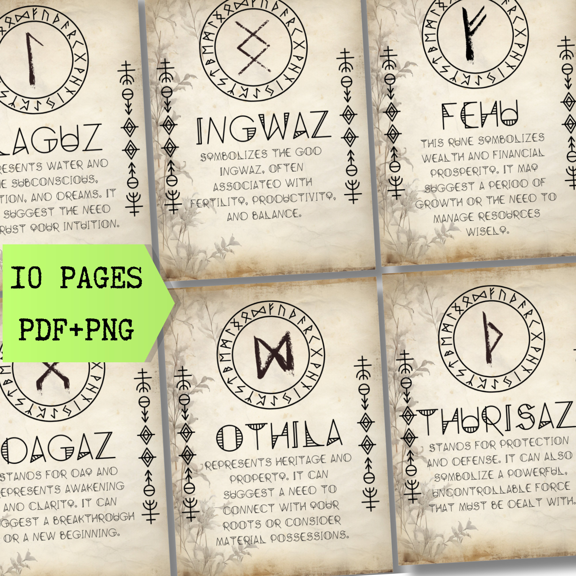 24 Viking Runes Cards - Add on Kit to Witchy Junkjournal, Junkjournal ...