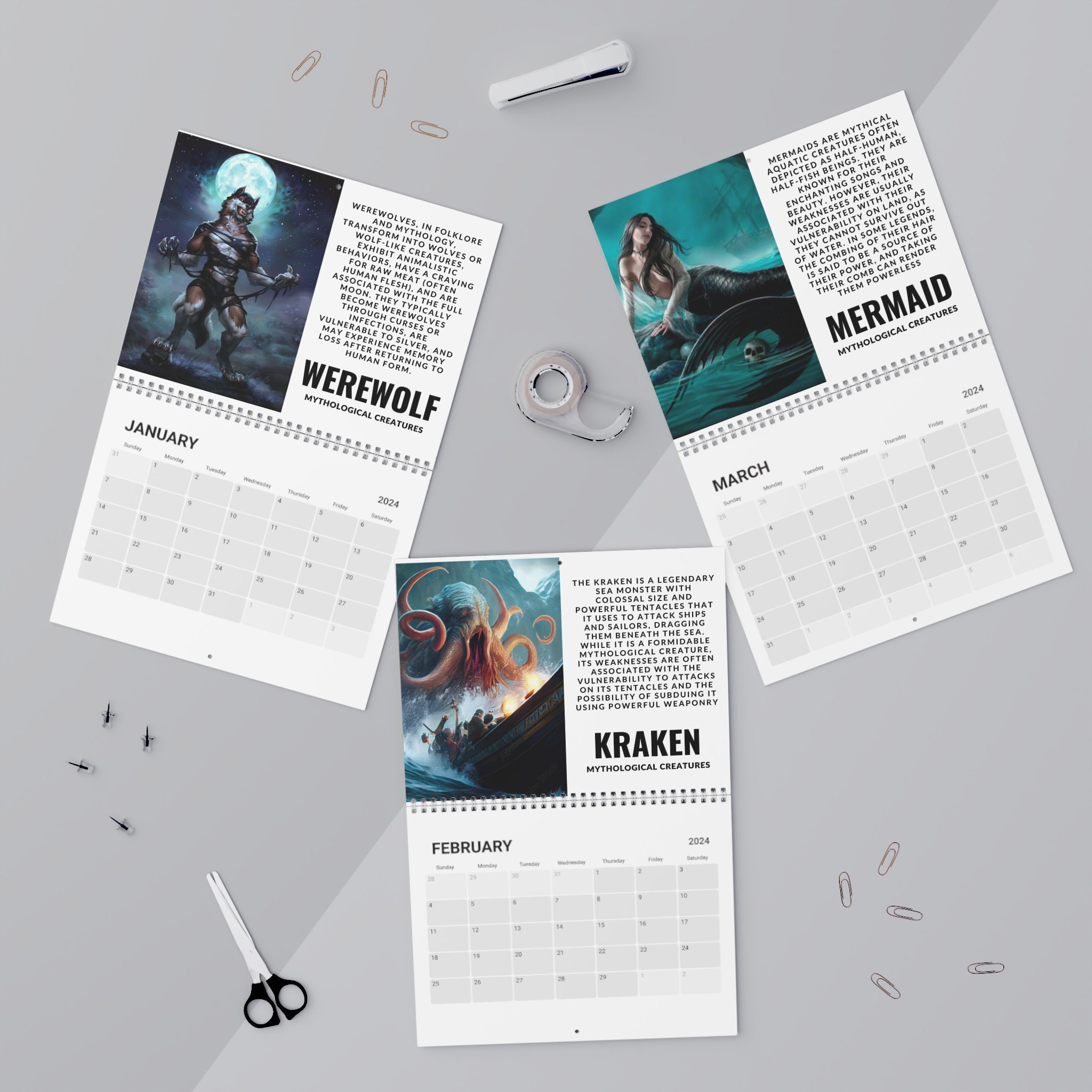 Mythological Creatures Calendar 2024 - Etsy