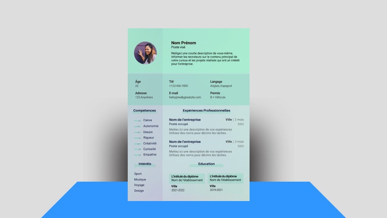 French Cv Cv Template Cv Template - Etsy