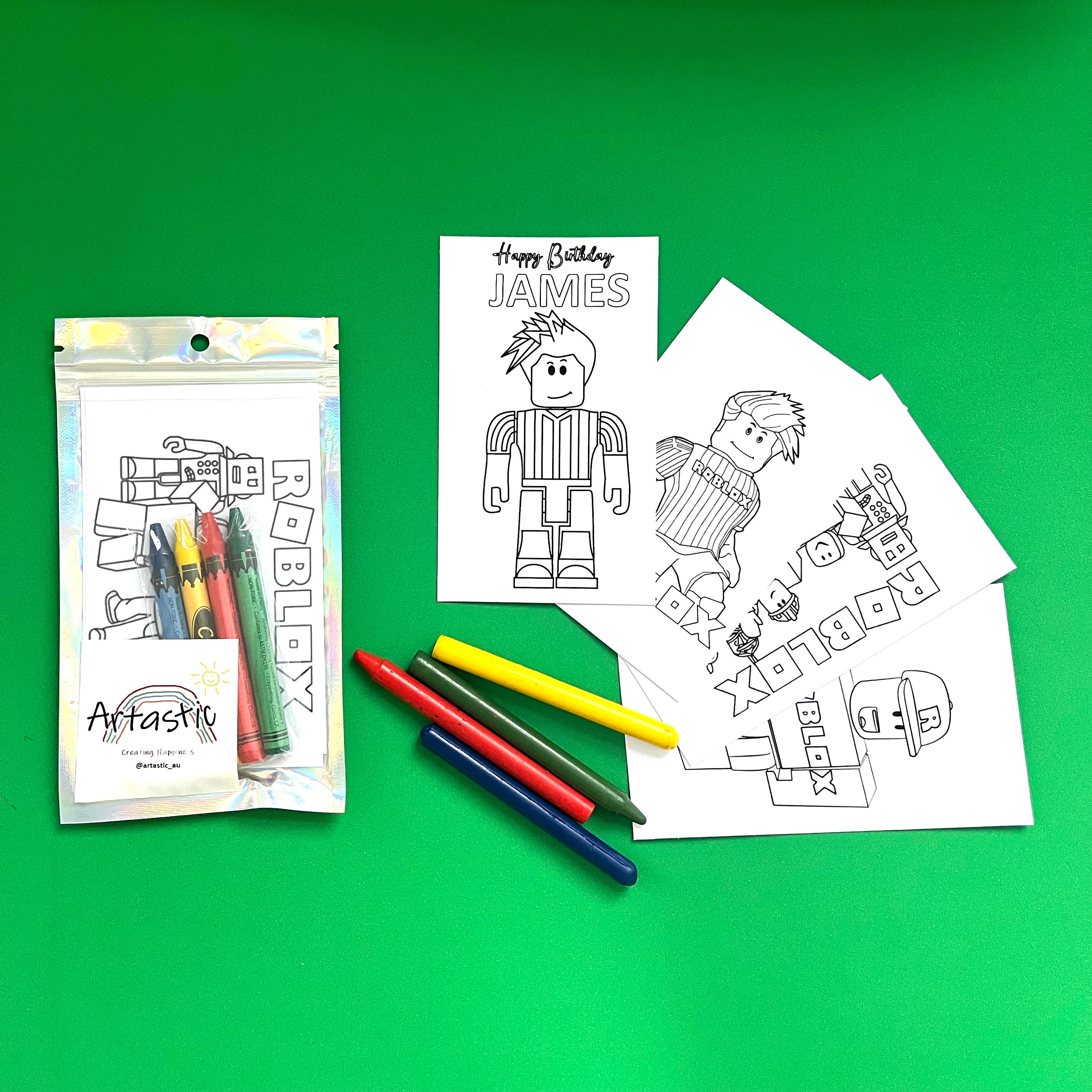Roblox Theme Colouring Crayon Kit Birthday Party Favour Loot Bag ...