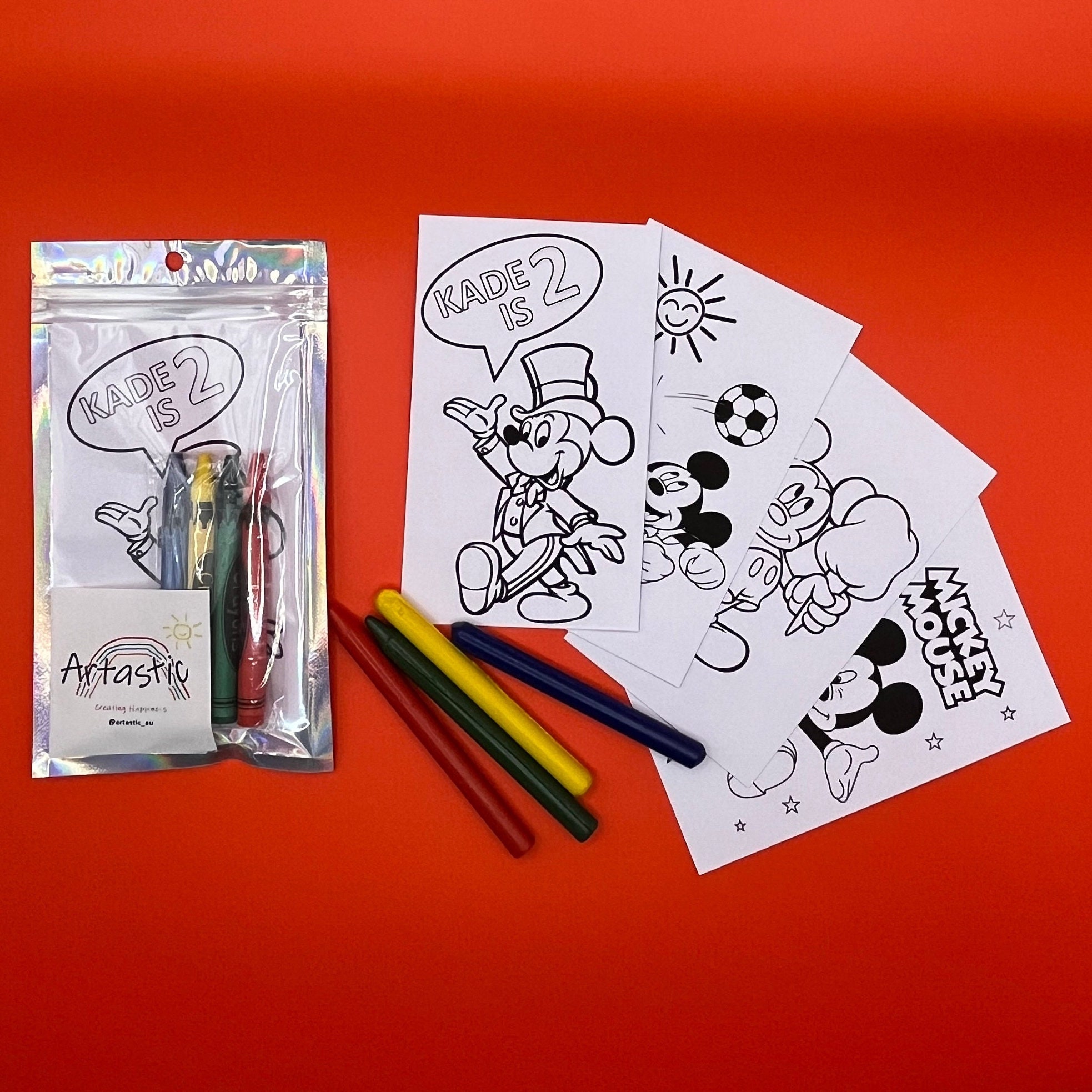 Mickey Mouse Theme Kids Colouring Crayon Art Kit Birthday Party Favour ...