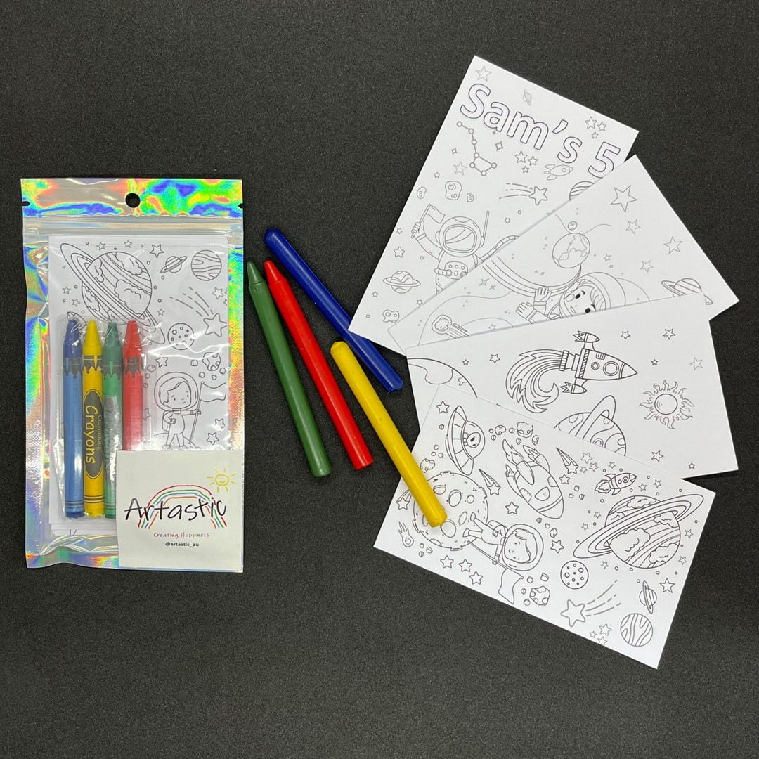 Space Astronaut Galaxy Colouring Crayon Kit Party Favour Loot Bag ...