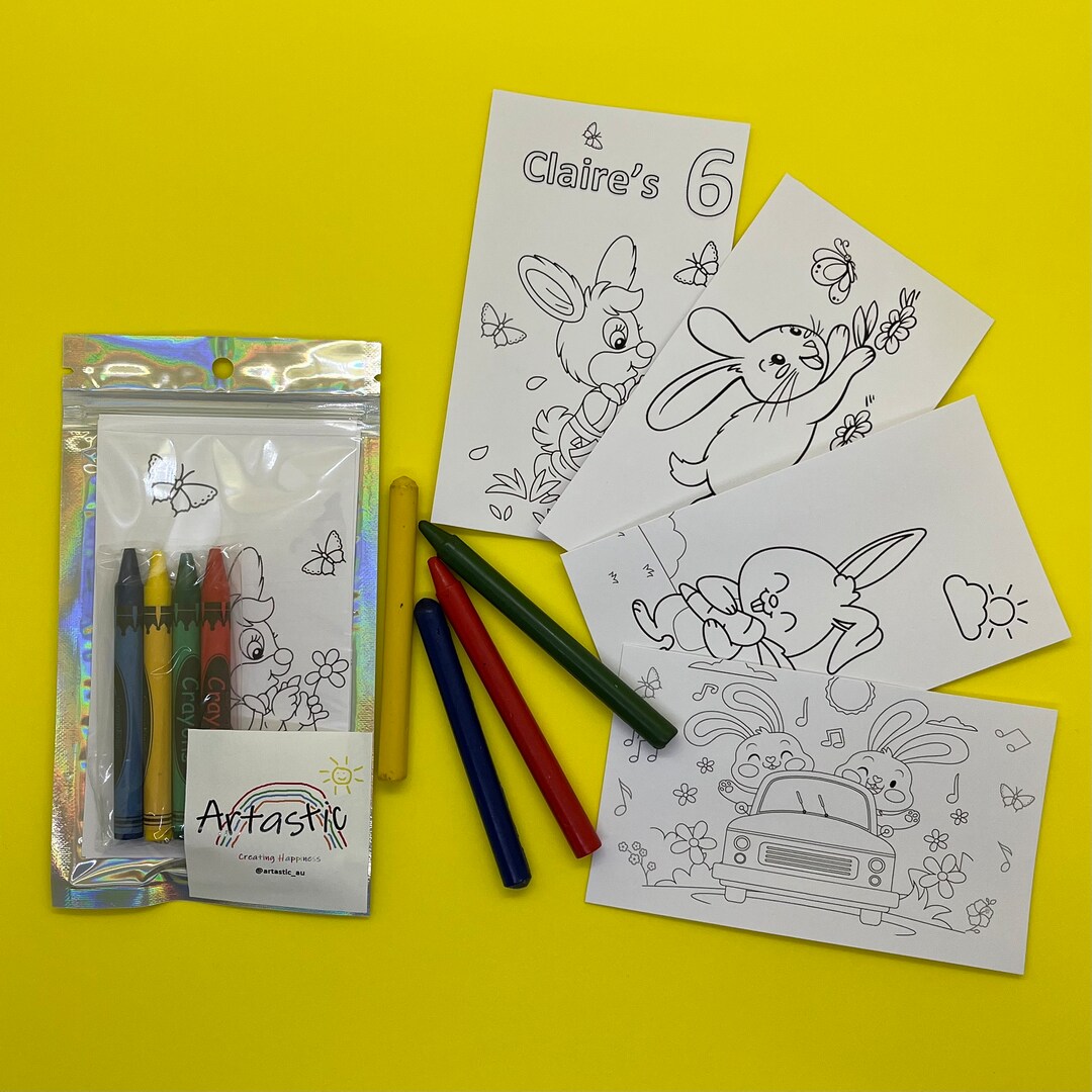 Bunny Rabbit Colouring Crayon Kit Party Favour Loot Bag Customisable - Etsy